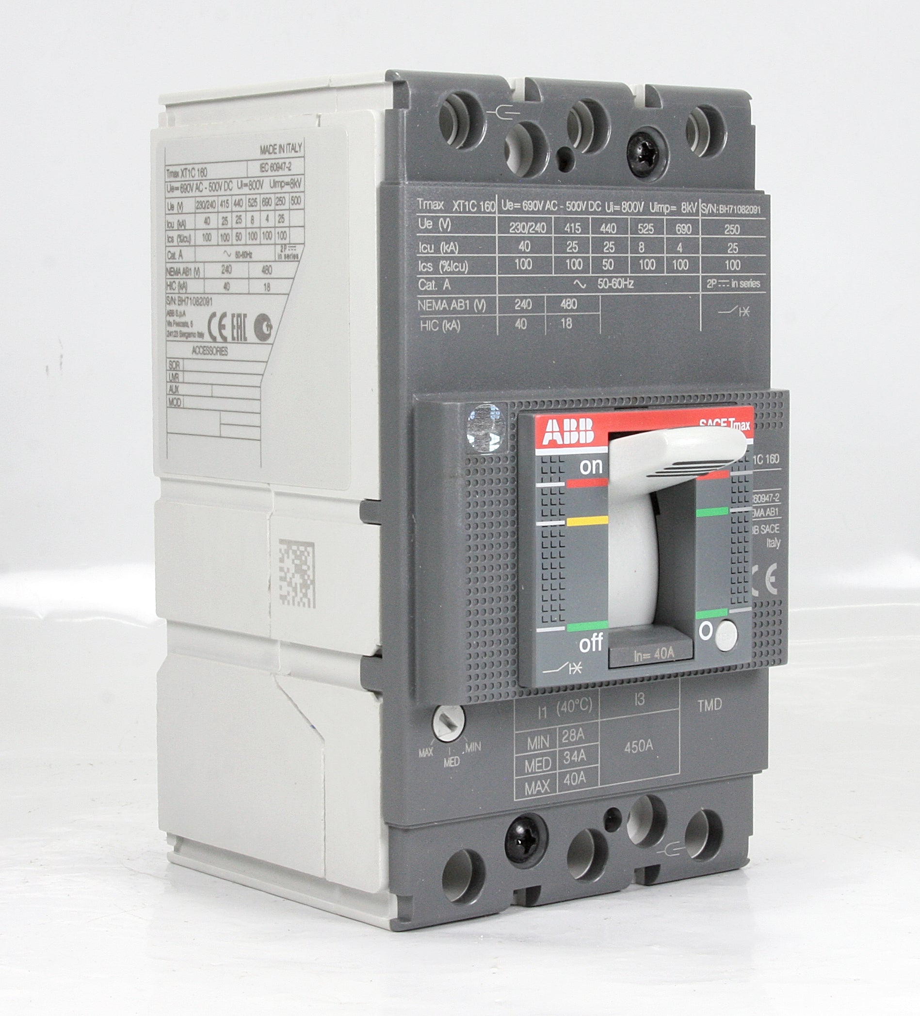 *New* Abb Sace Circuit Breaker TMAX XT1C 160 3 Pole 40A