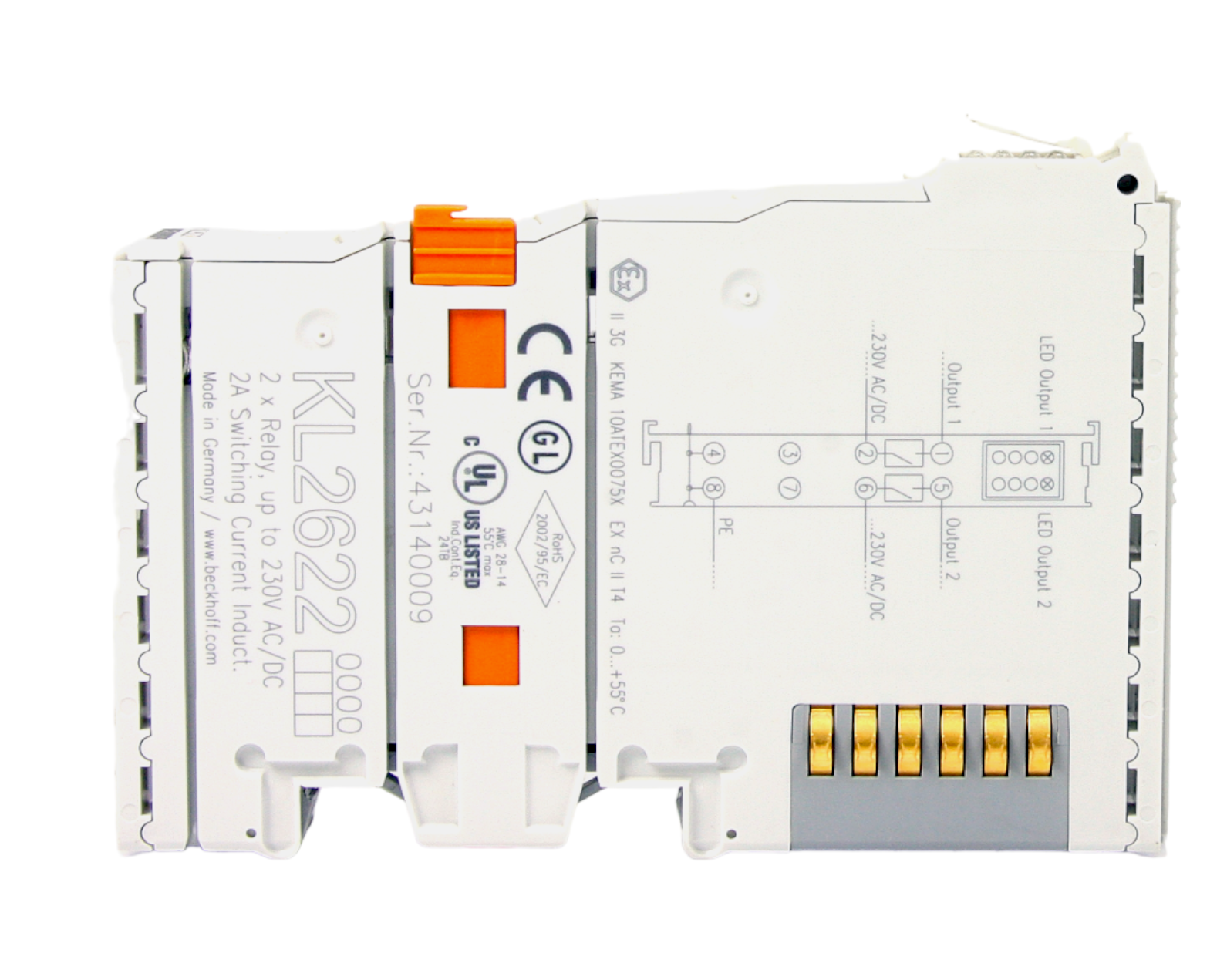 Beckhoff Output Relay Module 2 Channels Up To 230V Ac/Dc KL2622